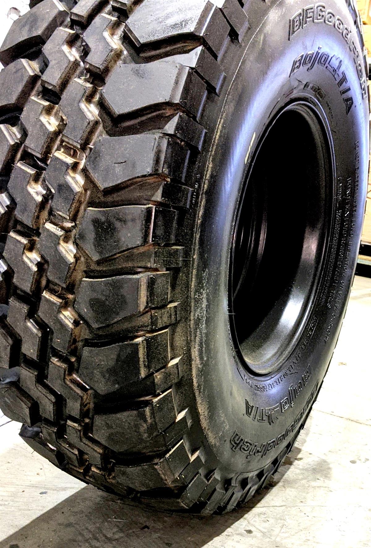 BF Goodrich Baja T/A 37X12.50R16.5LT Tire Mounted on 24 Bolt Rim with CTIS - 100% Tread HMMWV